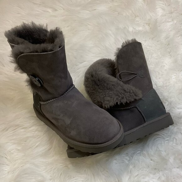 UGG | Shoes | Bailey Button Ii Suede Shearling Boot In Grey | Poshmark